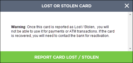 Card Report Lost/Stolen